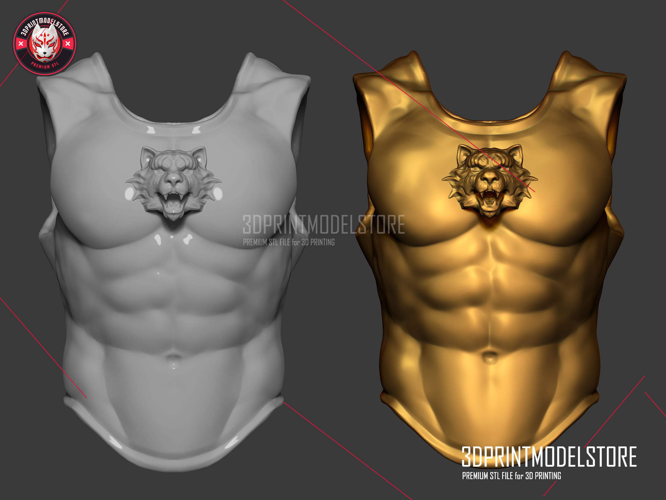 Body Chest Armor - Larp Armor Cosplay - Tiger Roman Muscle Armor 3D ...