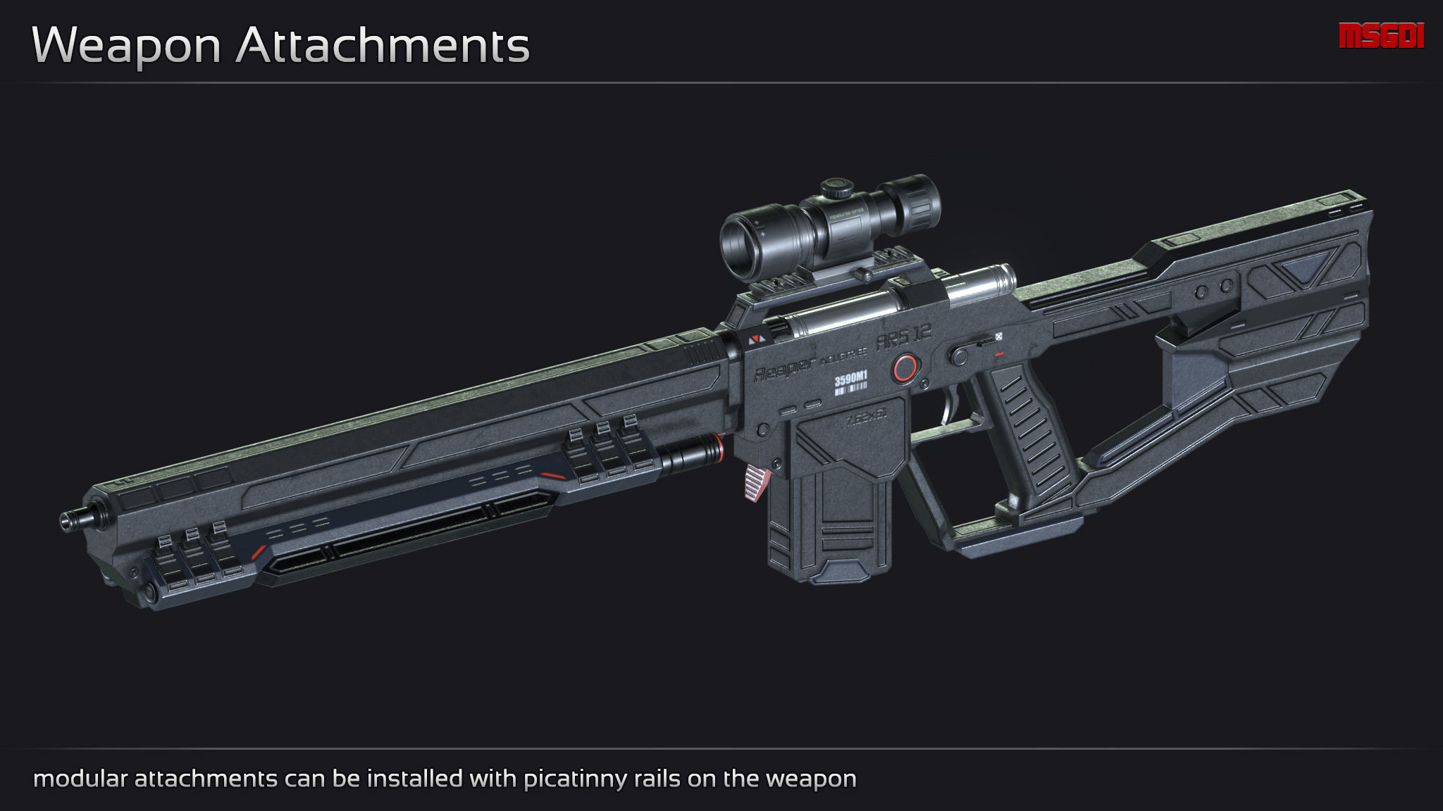 3D model Scifi Sniper Rifle ARS 12 VR / AR / low-poly | CGTrader