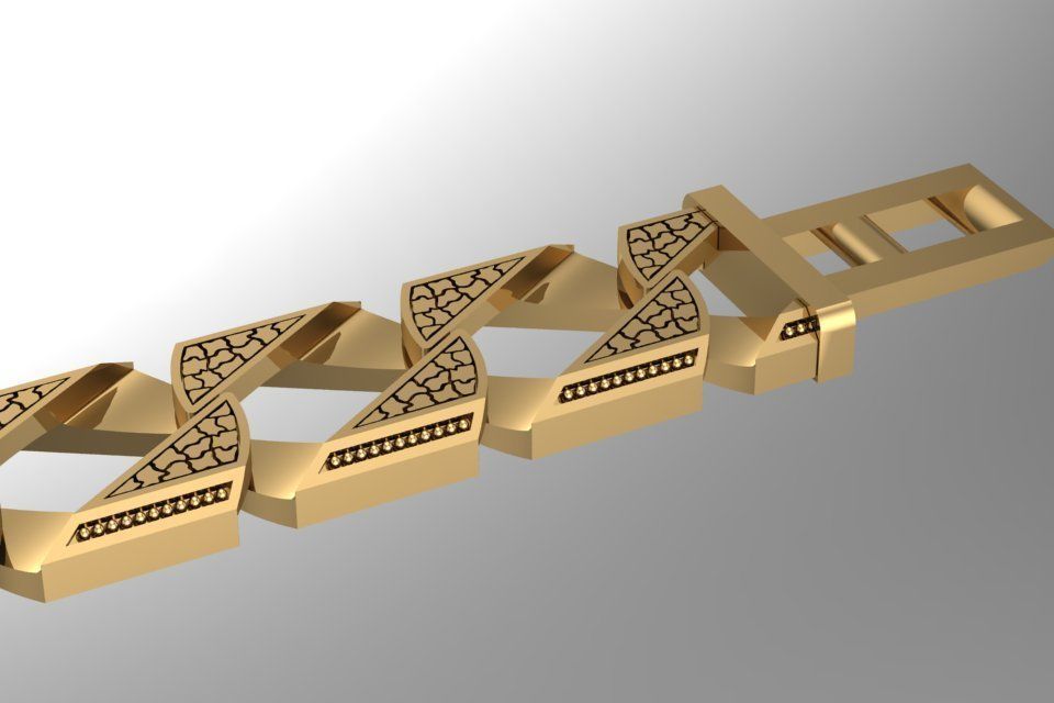 Square chain bracelet and lock STL 3D model | CGTrader