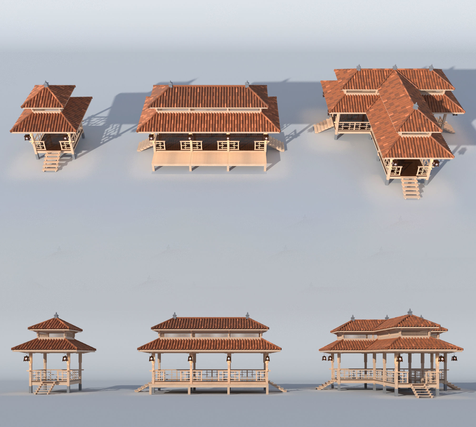 TRADITIONAL TEA HOUSE SET 3D model | CGTrader