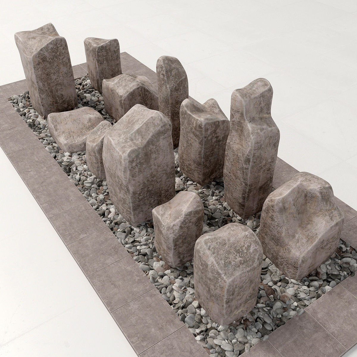 Square stone block pebble fundament n1 3D model | CGTrader