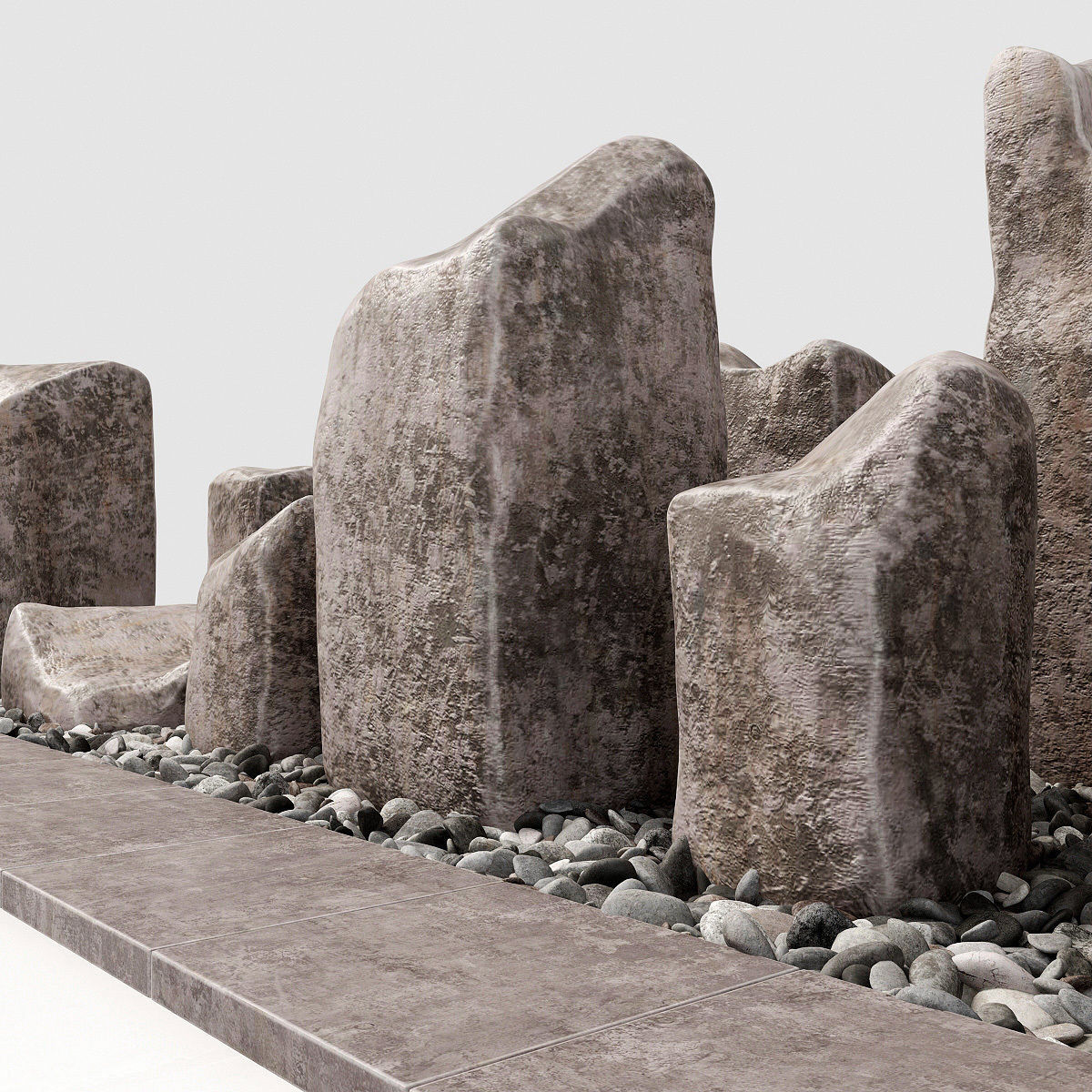 Square stone block pebble fundament n1 3D model | CGTrader