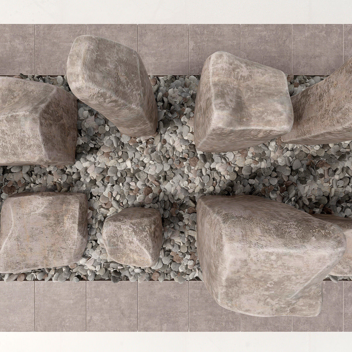 Square stone block pebble fundament n1 3D model | CGTrader