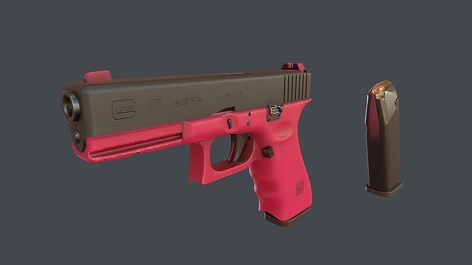 3D model Pink Glock 17 with magazine VR / AR / low-poly rigged animated ...