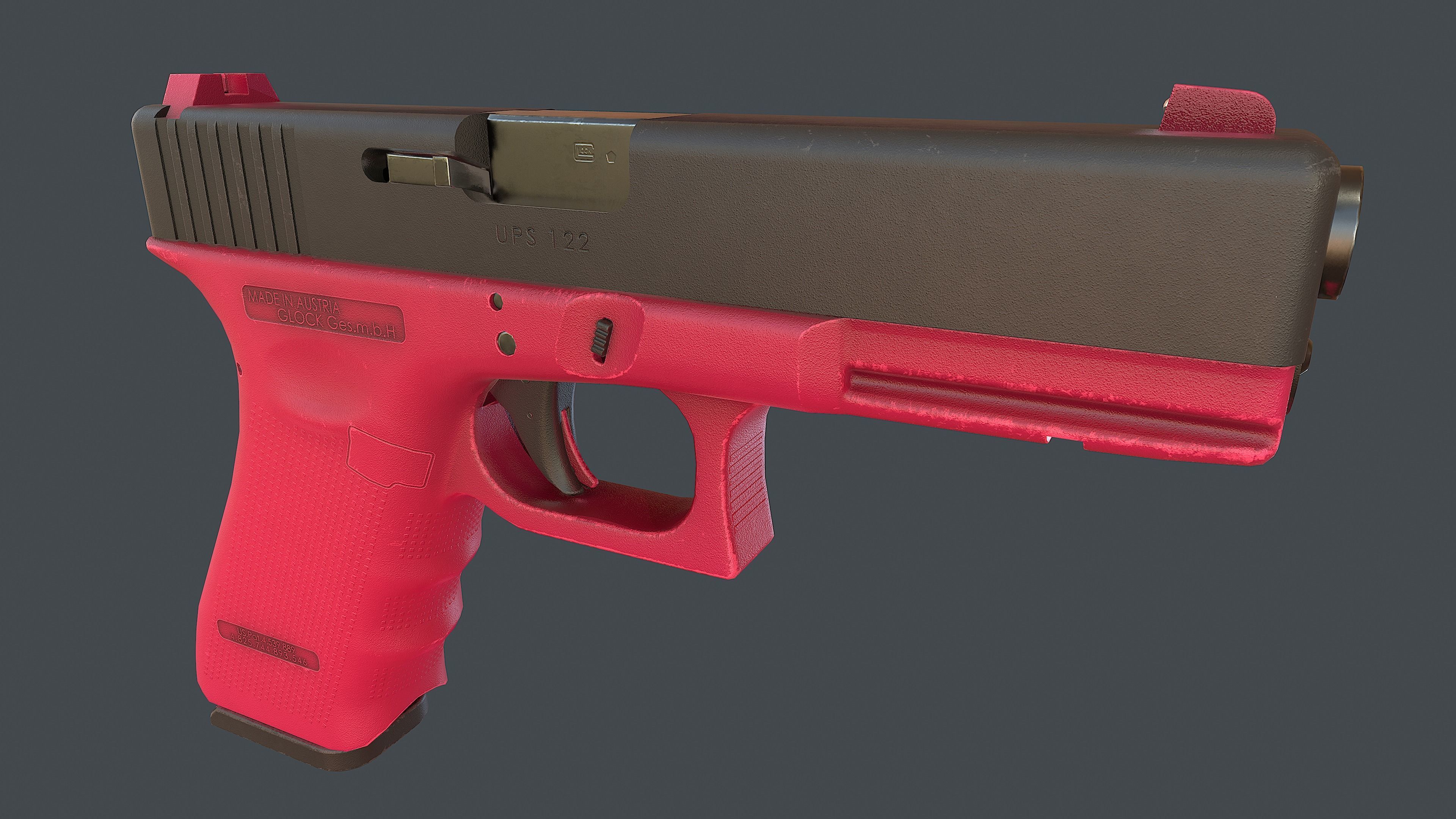 3D model Pink Glock 17 with magazine VR / AR / low-poly rigged animated ...