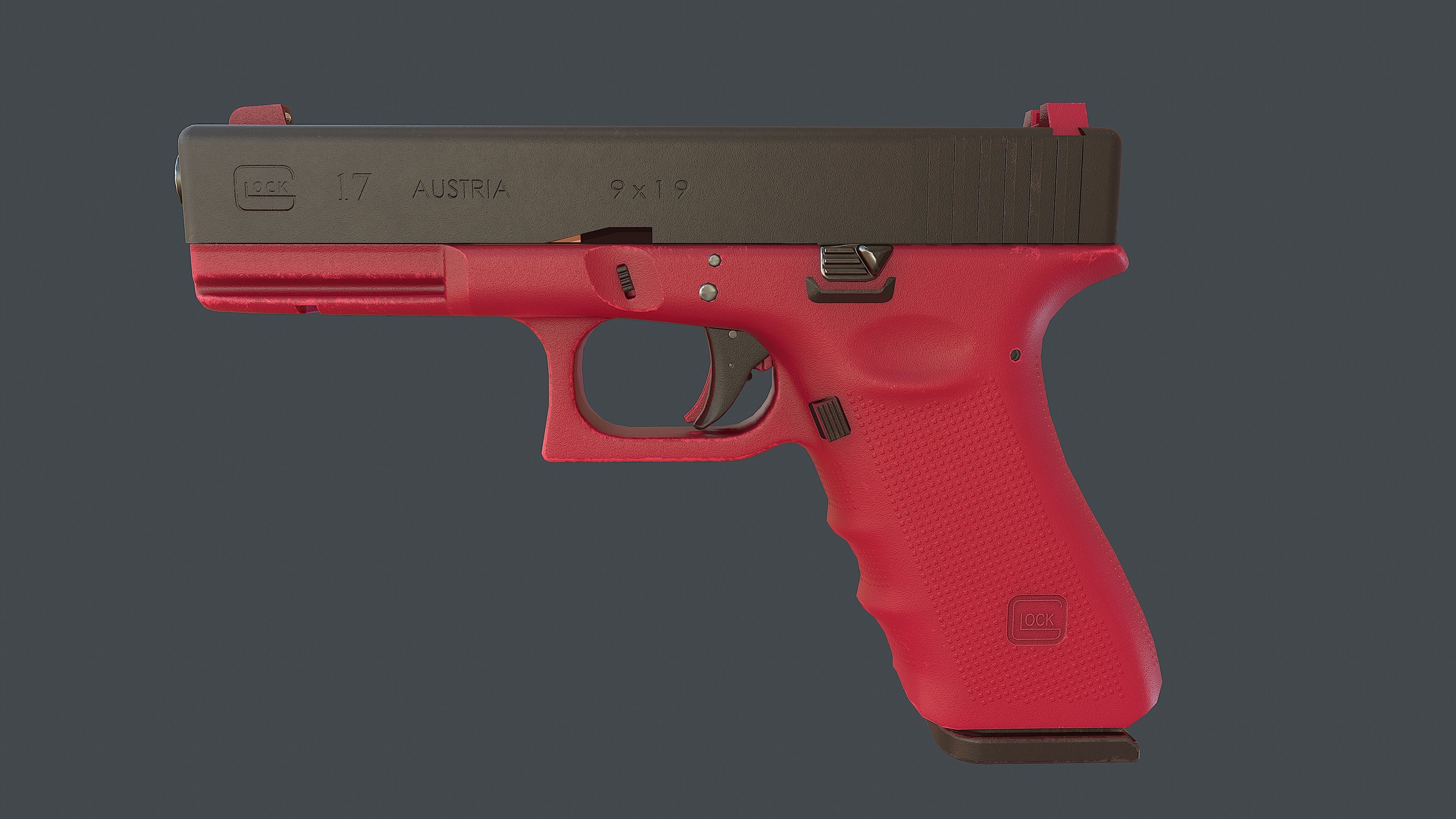3D model Pink Glock 17 with magazine VR / AR / low-poly rigged animated ...