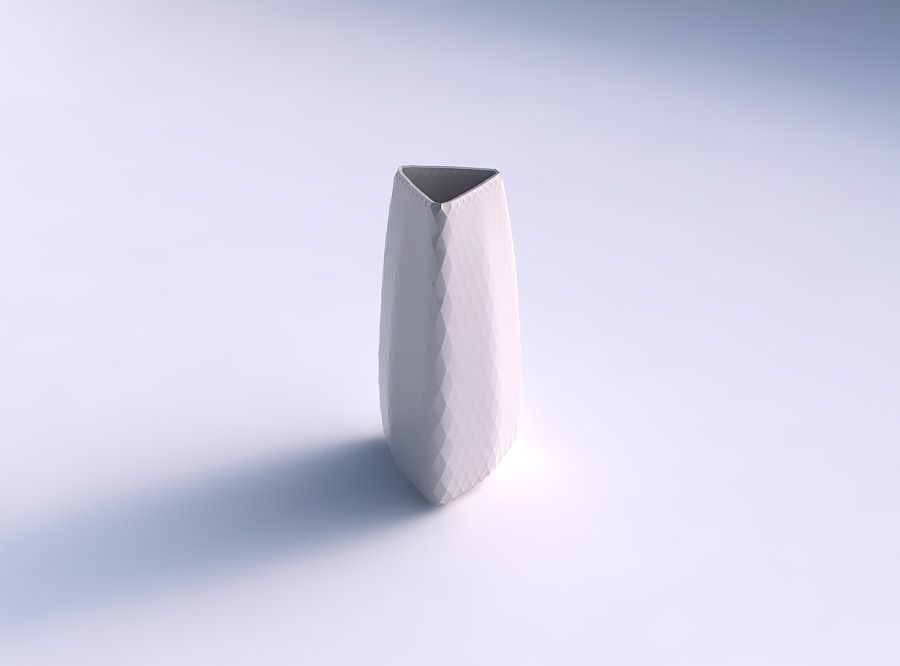 Vase triangle with diagonal grid pattern 3D model 3D printable MAX OBJ STL