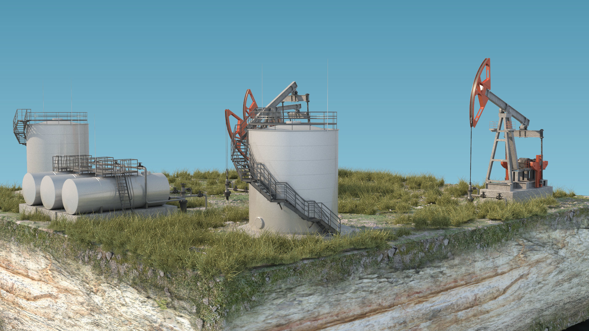 Oil Pumpjack fuel tanks 3D model animated rigged | CGTrader