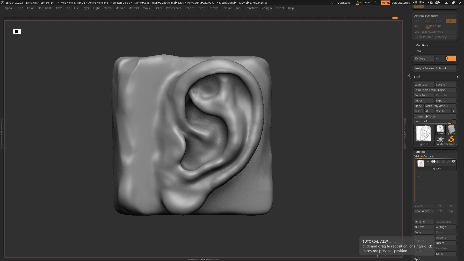 3D model ear low poly and high poly PBR and ready for 3d print VR / AR ...