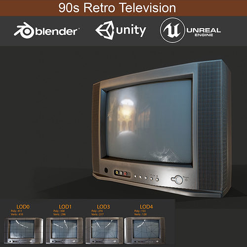 3D model 90s Retro Television game Ready Model VR / AR / low-poly ...