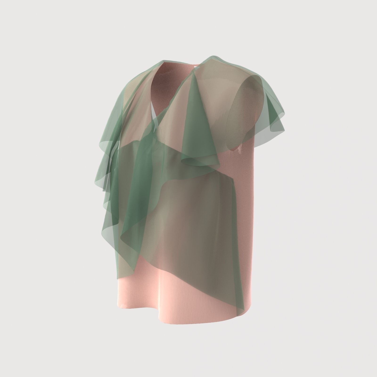 WOMEN TOP WITH RUFFLES MARVELOUS DESIGNER 3D model | CGTrader