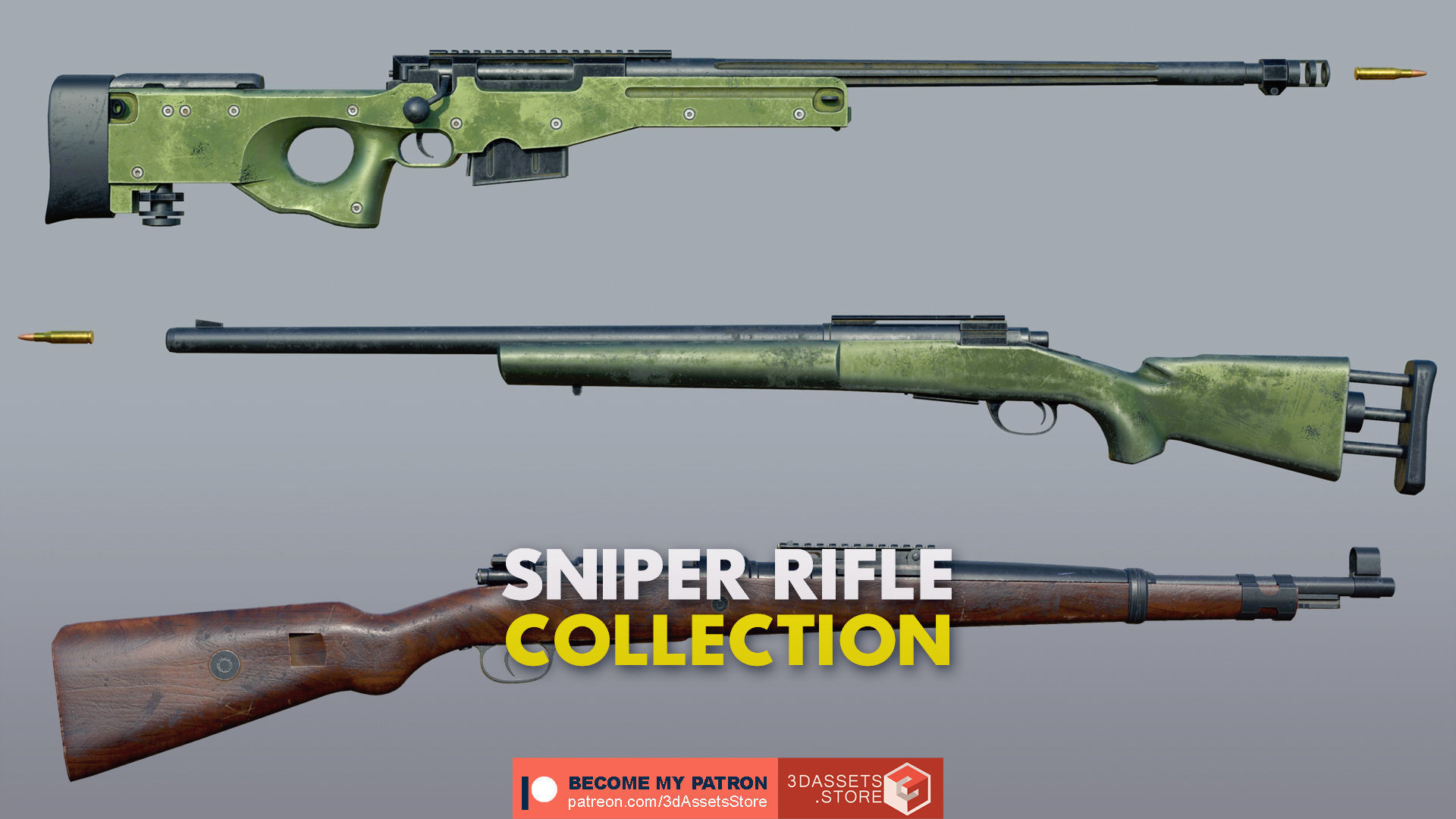 Weapon - Gun - Sniper Rifle Pack Bundle 3D Model Collection | CGTrader