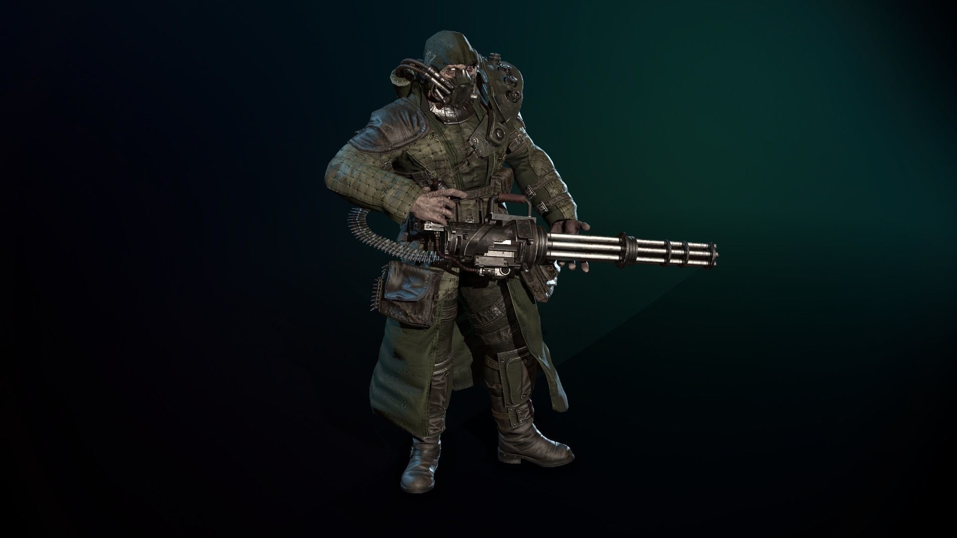 3D model mutant with a machine gun VR / AR / low-poly rigged animated ...