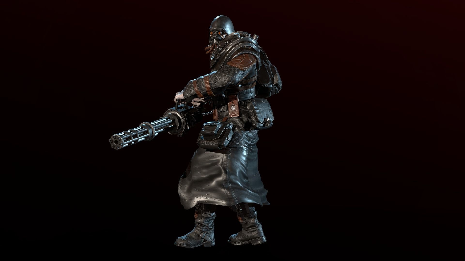 3D model mutant with a machine gun VR / AR / low-poly rigged animated ...