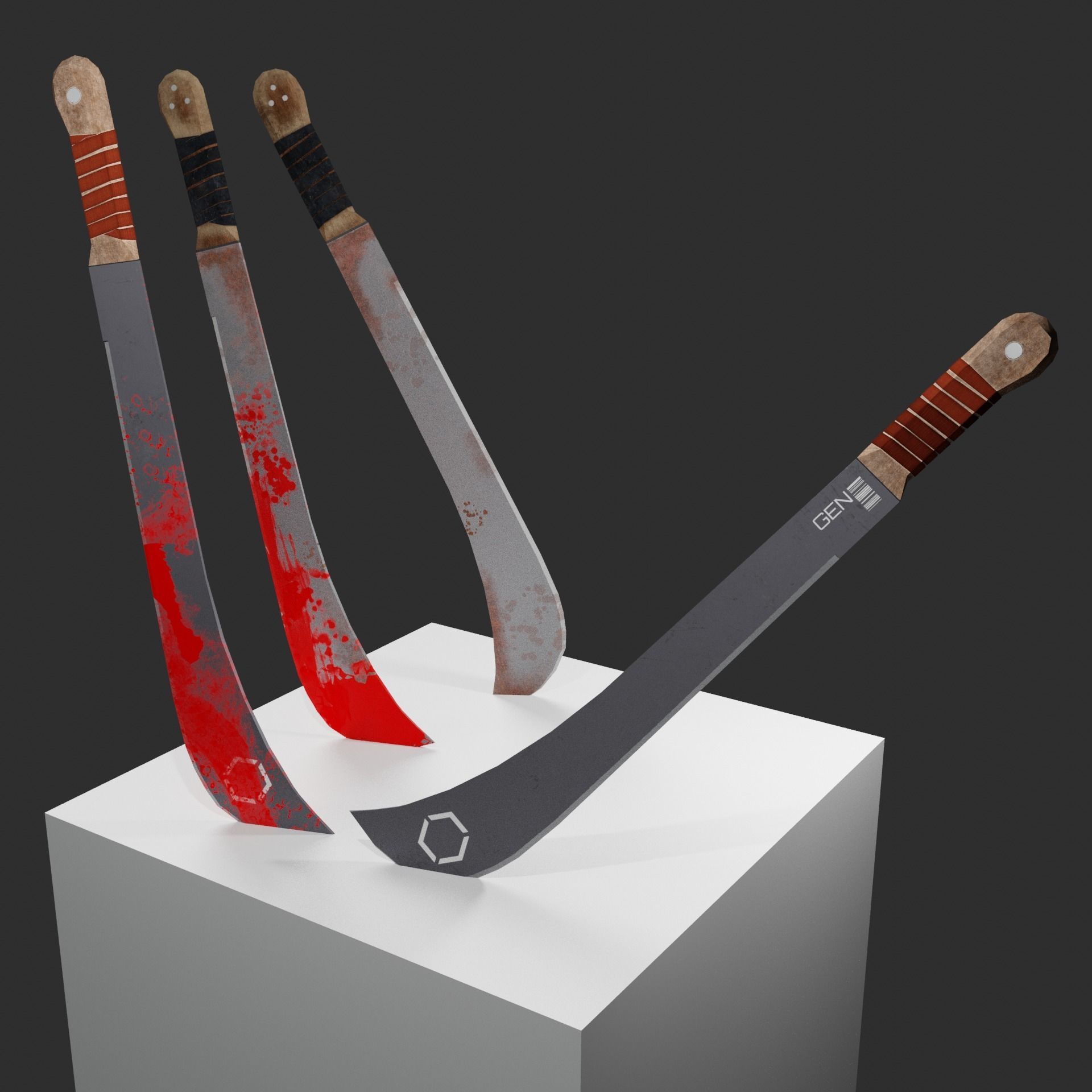 Machete Set 3D asset low-poly | CGTrader