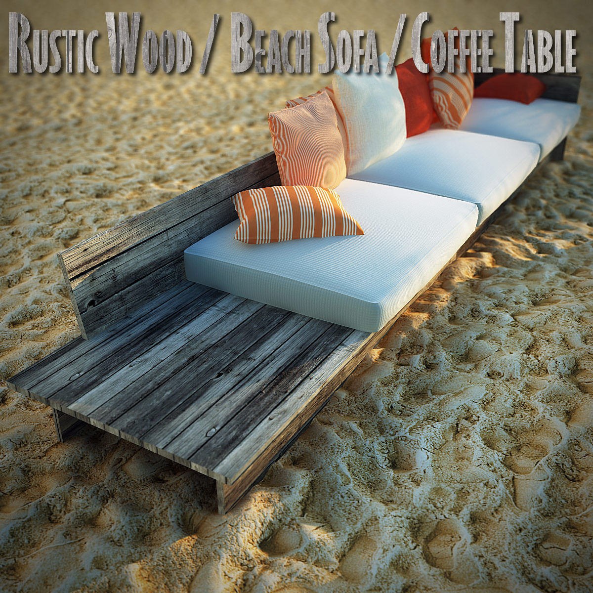 Rustic Wood Beach Furniture 3D model | CGTrader