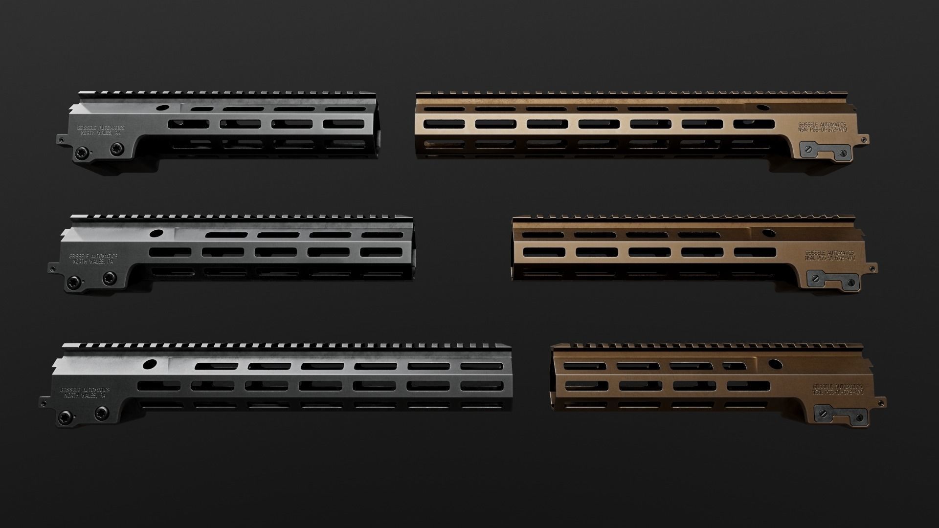 3D model Geissele Super Modular Rail MK16 MLOK AR15 Handguard VR / AR ...