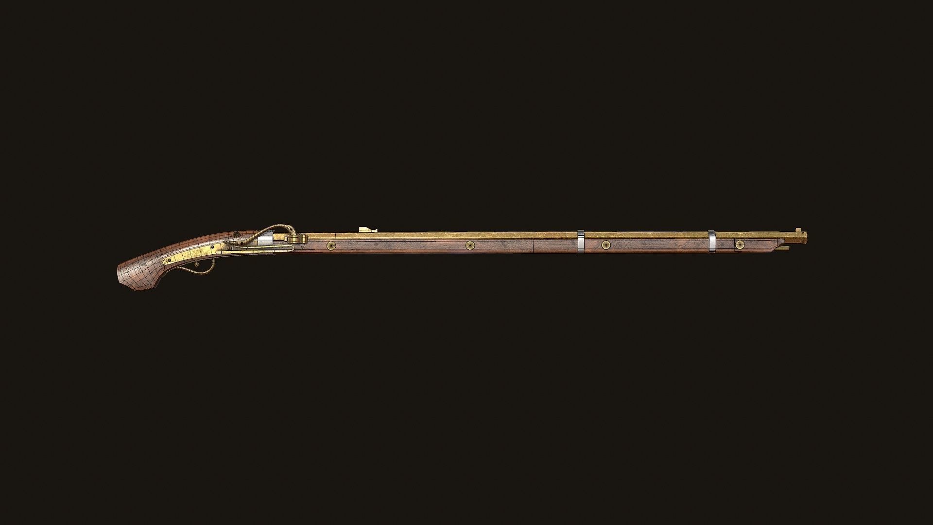 3D model Weapon - Gun - Flintlock - Japanese Matchlock VR / AR / low ...