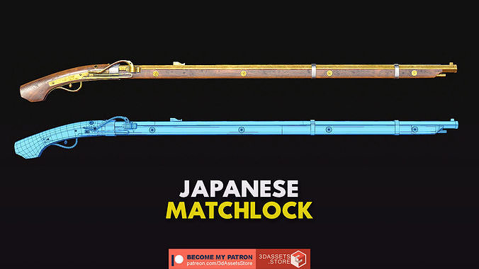 3D model Weapon - Gun - Flintlock - Japanese Matchlock VR / AR / low ...