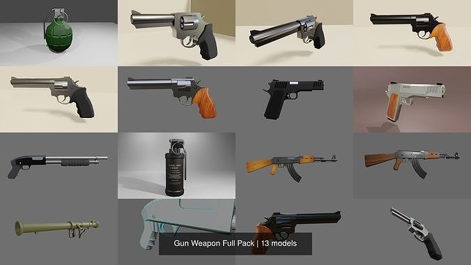 3D Model Collection Gun Weapon Full Pack VR / AR / low-poly | CGTrader