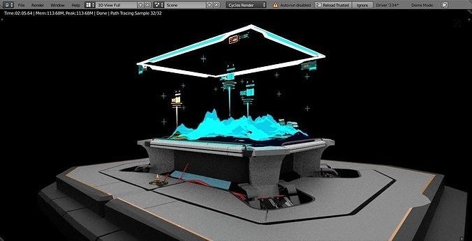 hologram table with lights free VR / AR / low-poly 3D model rigged ...