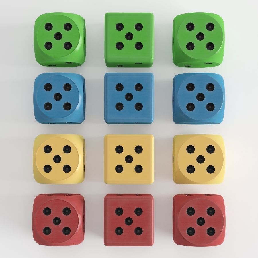 Classic Dice with different colors and shapes 3D model | CGTrader