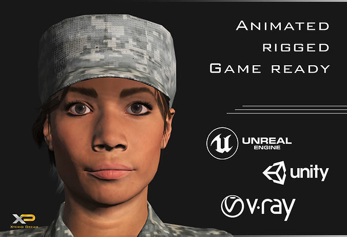 3D model Military Character - Eva VR / AR / low-poly animated | CGTrader