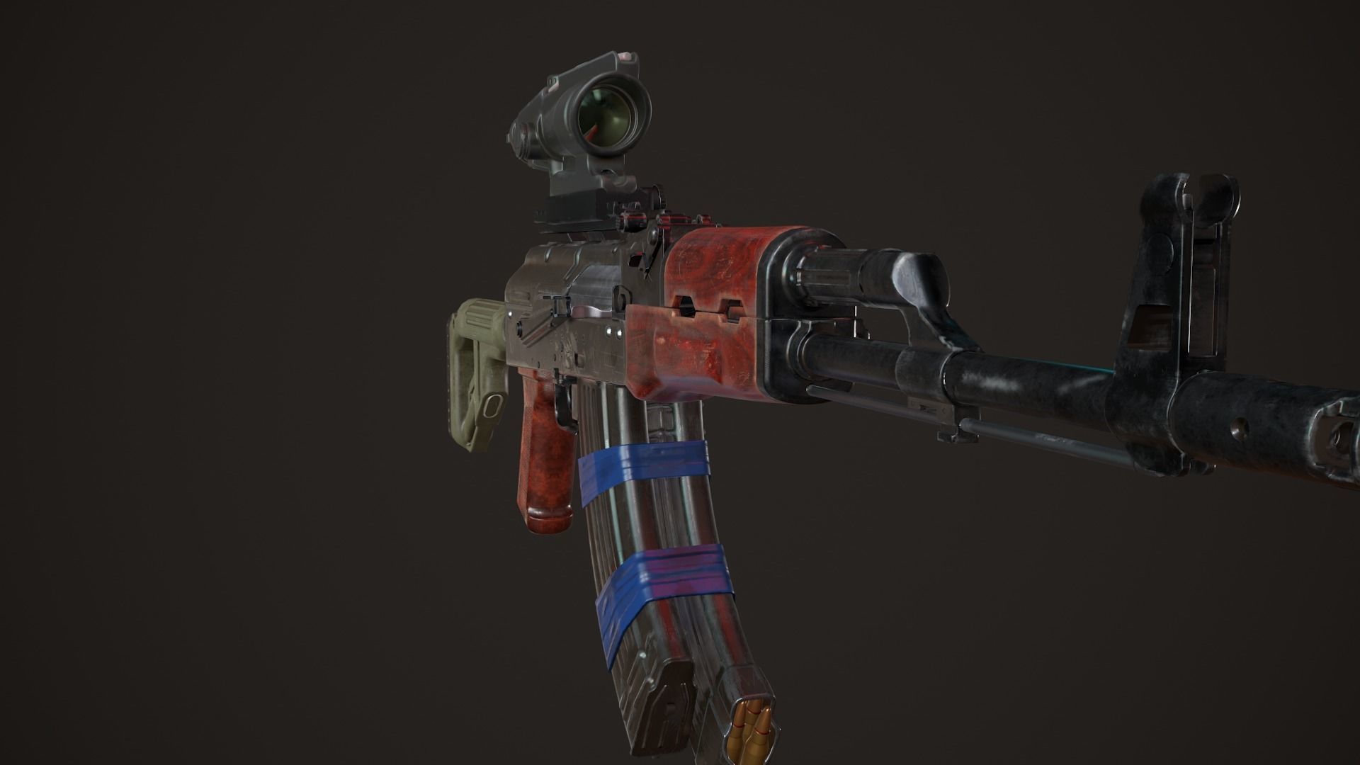 3D model ak47 acog gameready VR / AR / low-poly | CGTrader