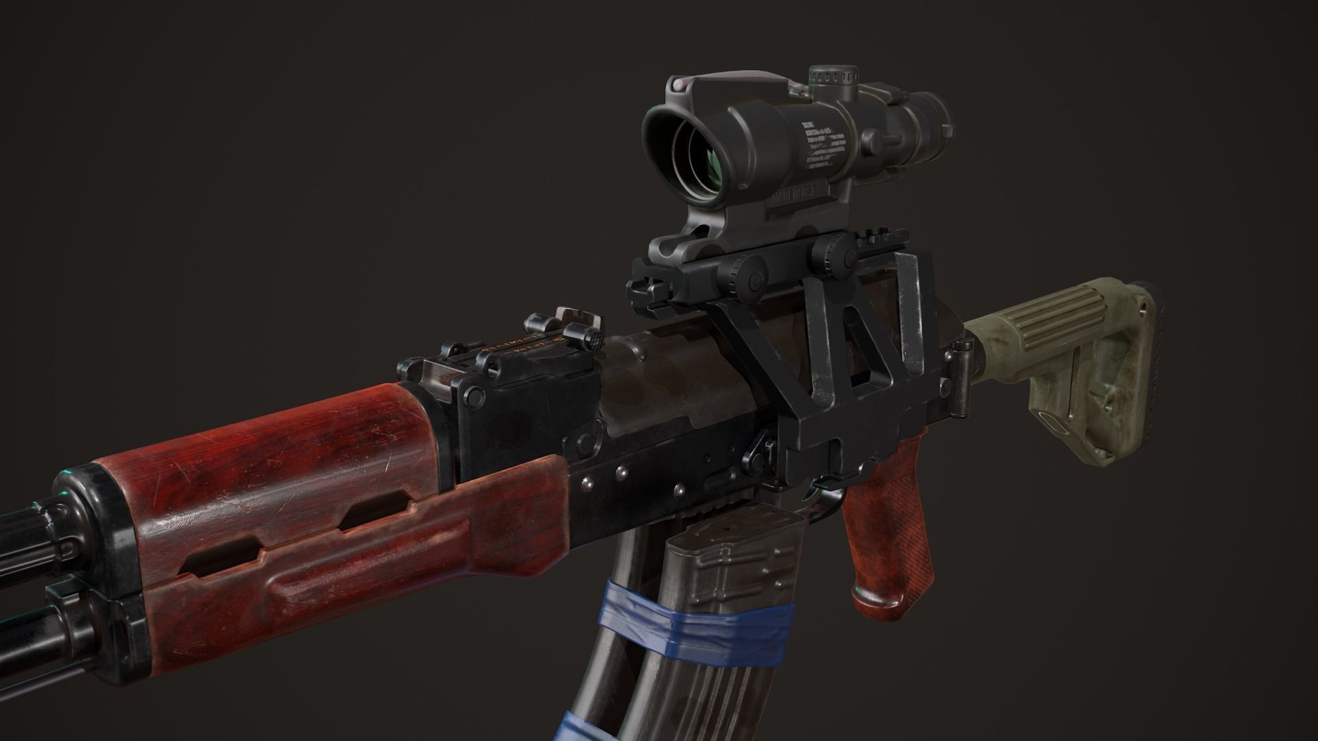 3D model ak47 acog gameready VR / AR / low-poly | CGTrader