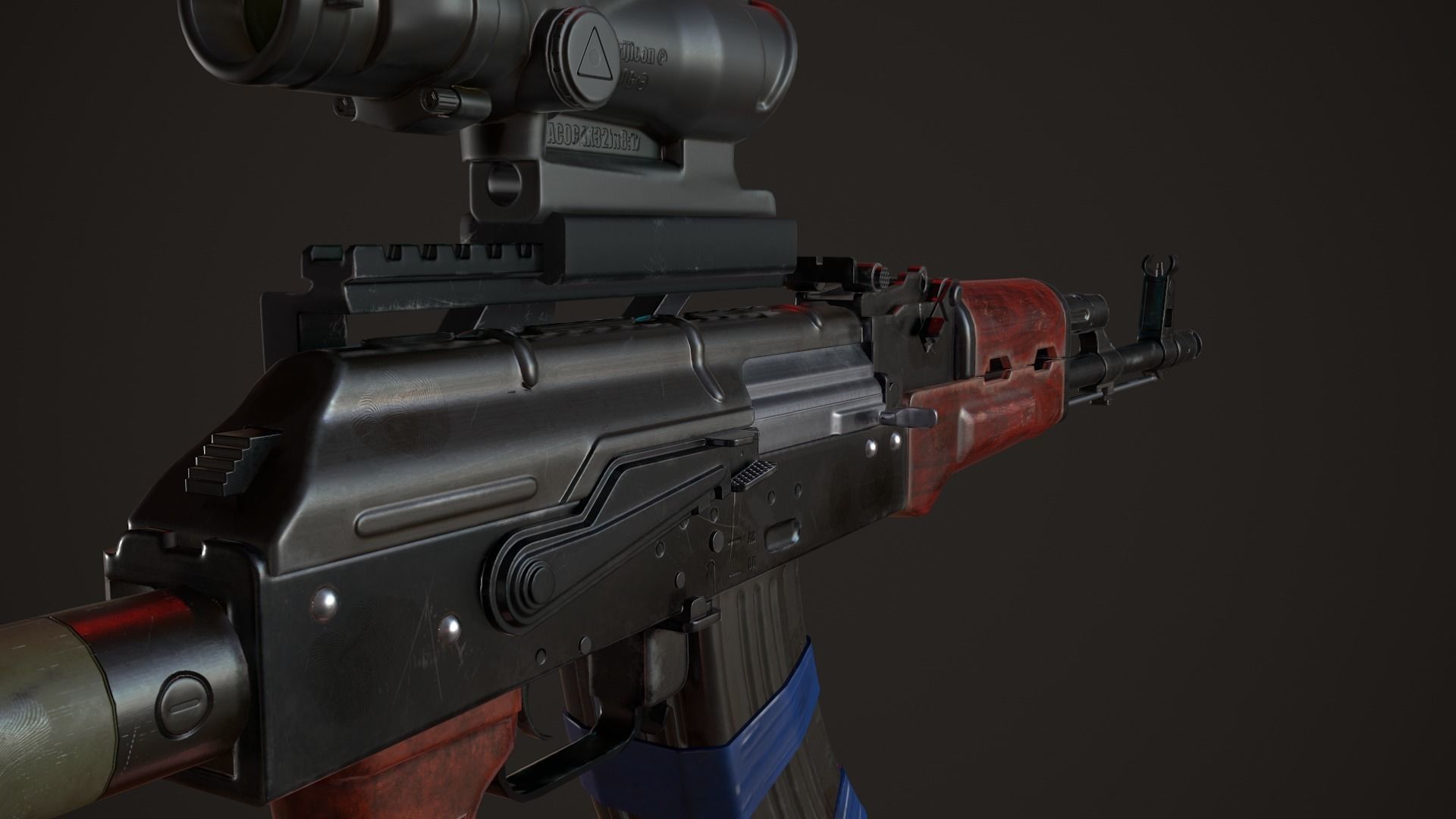 3D model ak47 acog gameready VR / AR / low-poly | CGTrader