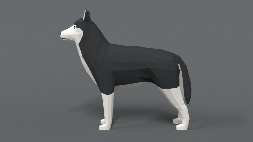 3D model Low Poly Cartoon Husky VR / AR / low-poly | CGTrader