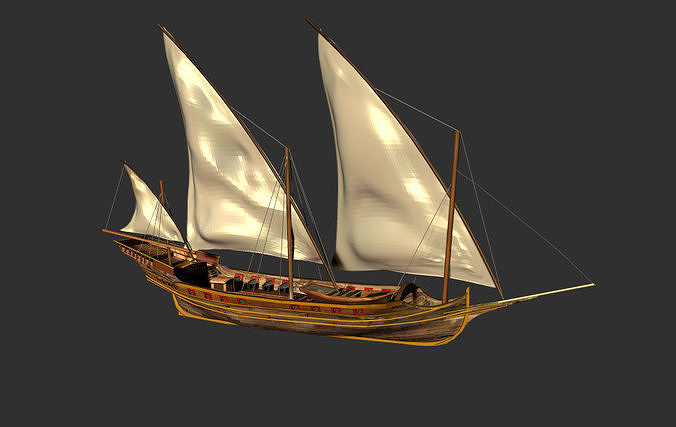 chebec algerian war fishing ship 3D model rigged | CGTrader