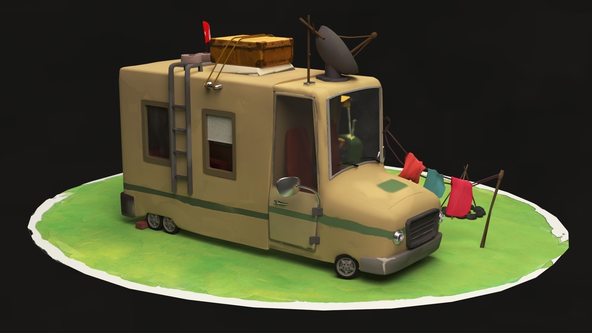 camping car 3d cartoon 3D model | CGTrader