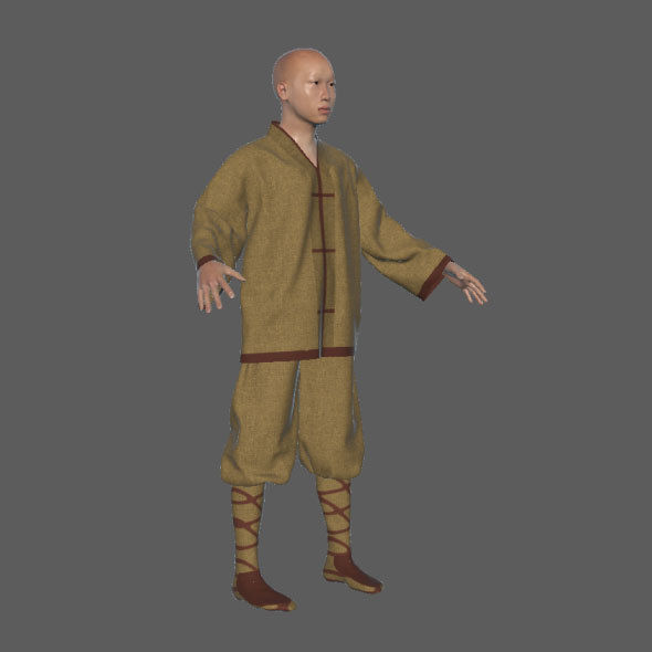 Monk with Clothes 3D model rigged | CGTrader