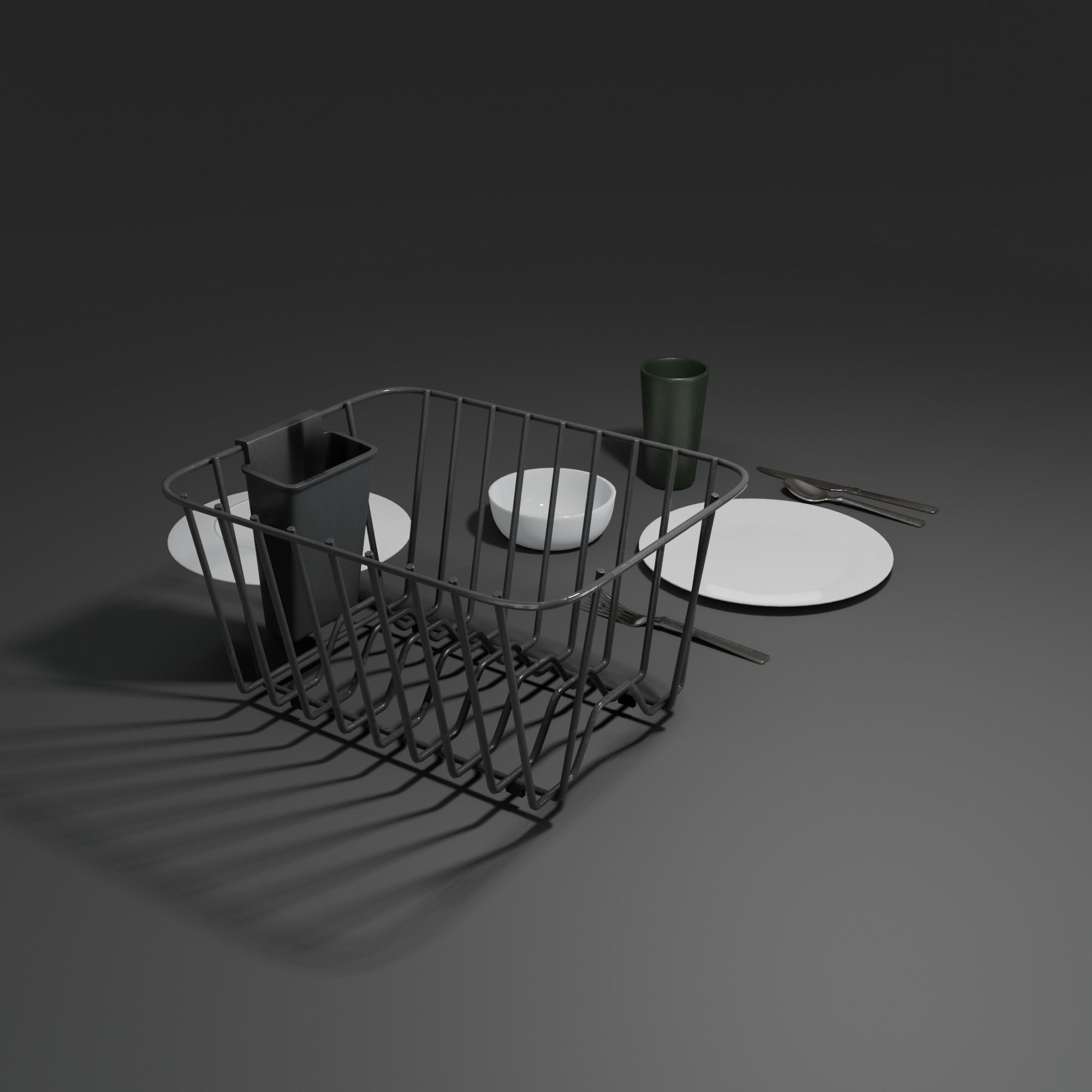 Dish Rack with Dishes free VR / AR / low-poly 3D model | CGTrader