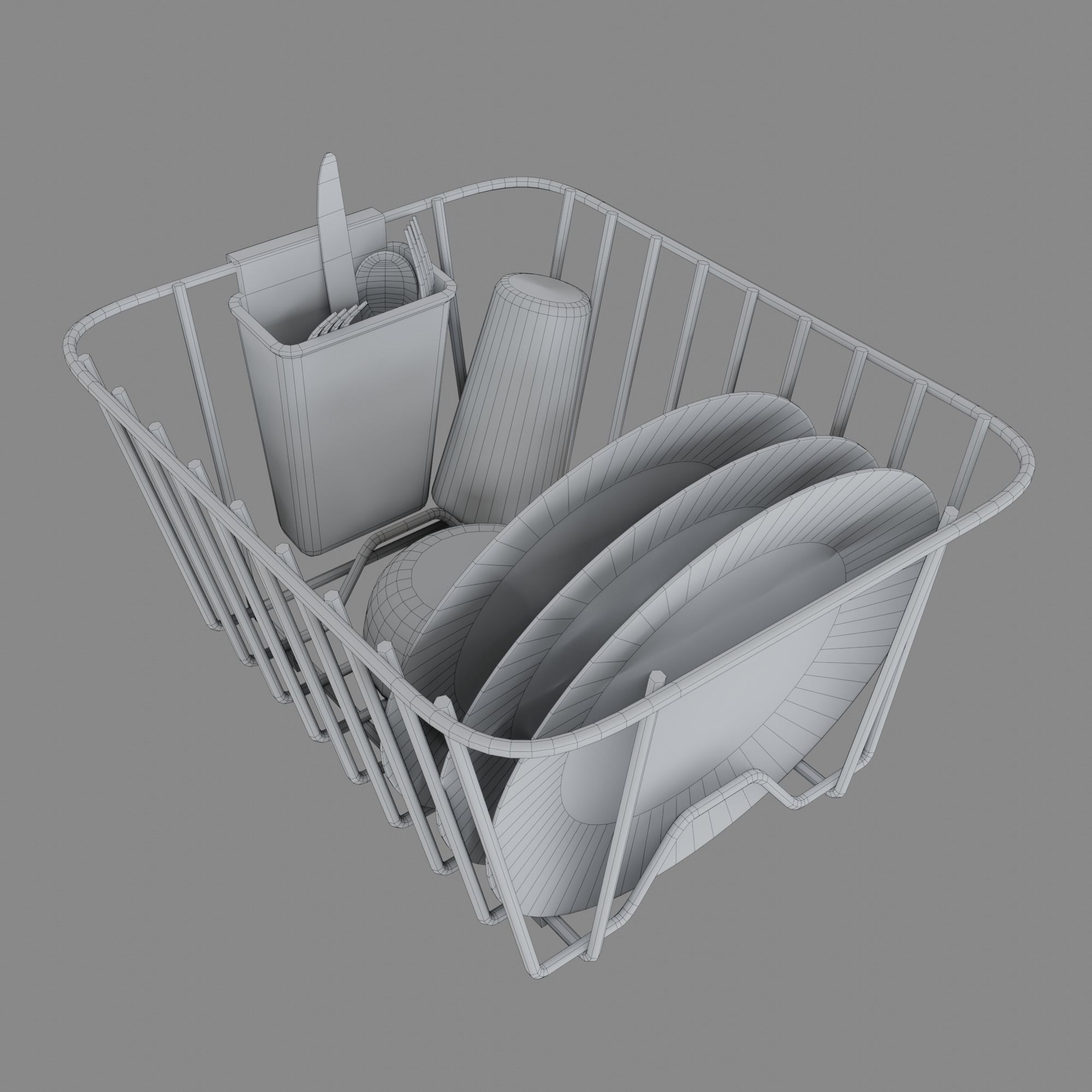 Dish Rack with Dishes free VR / AR / low-poly 3D model | CGTrader