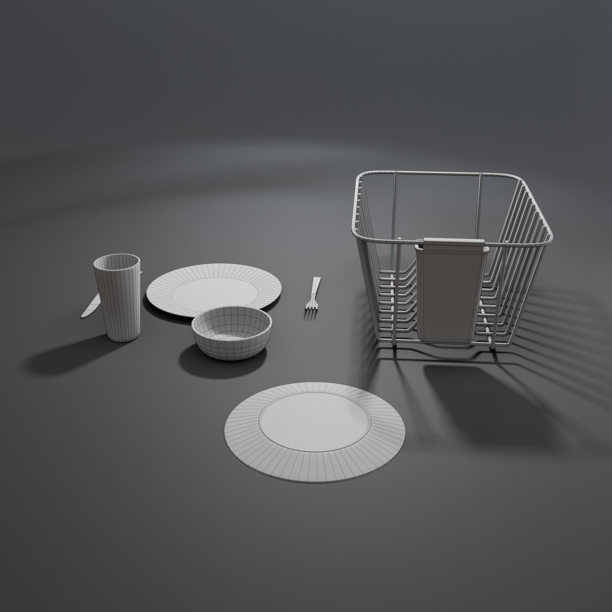 Dish Rack with Dishes free VR / AR / low-poly 3D model | CGTrader