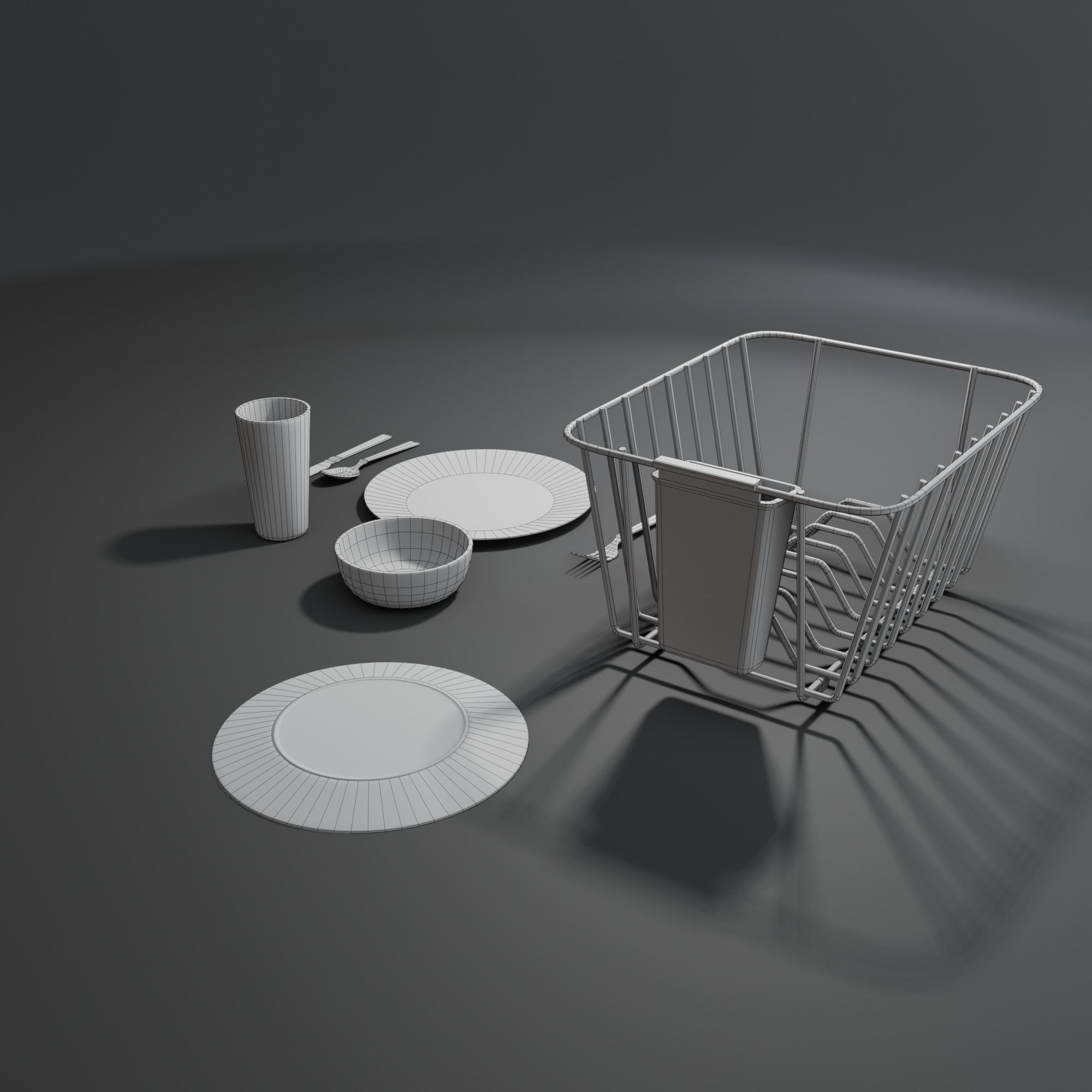 Dish Rack with Dishes free VR / AR / low-poly 3D model | CGTrader