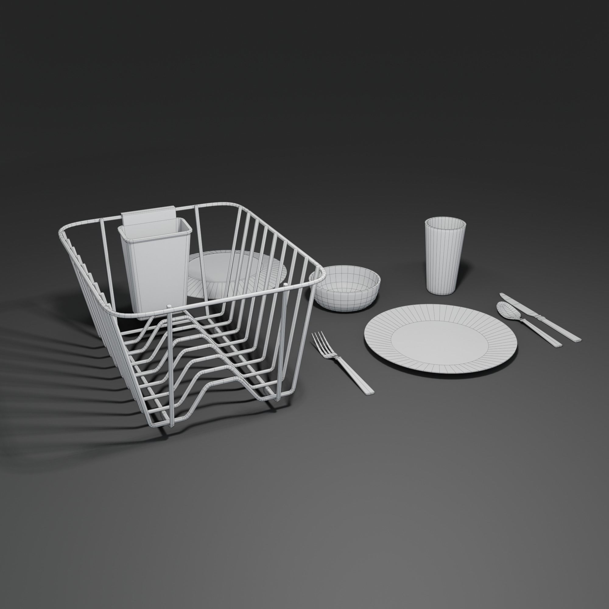 Dish Rack with Dishes free VR / AR / low-poly 3D model | CGTrader