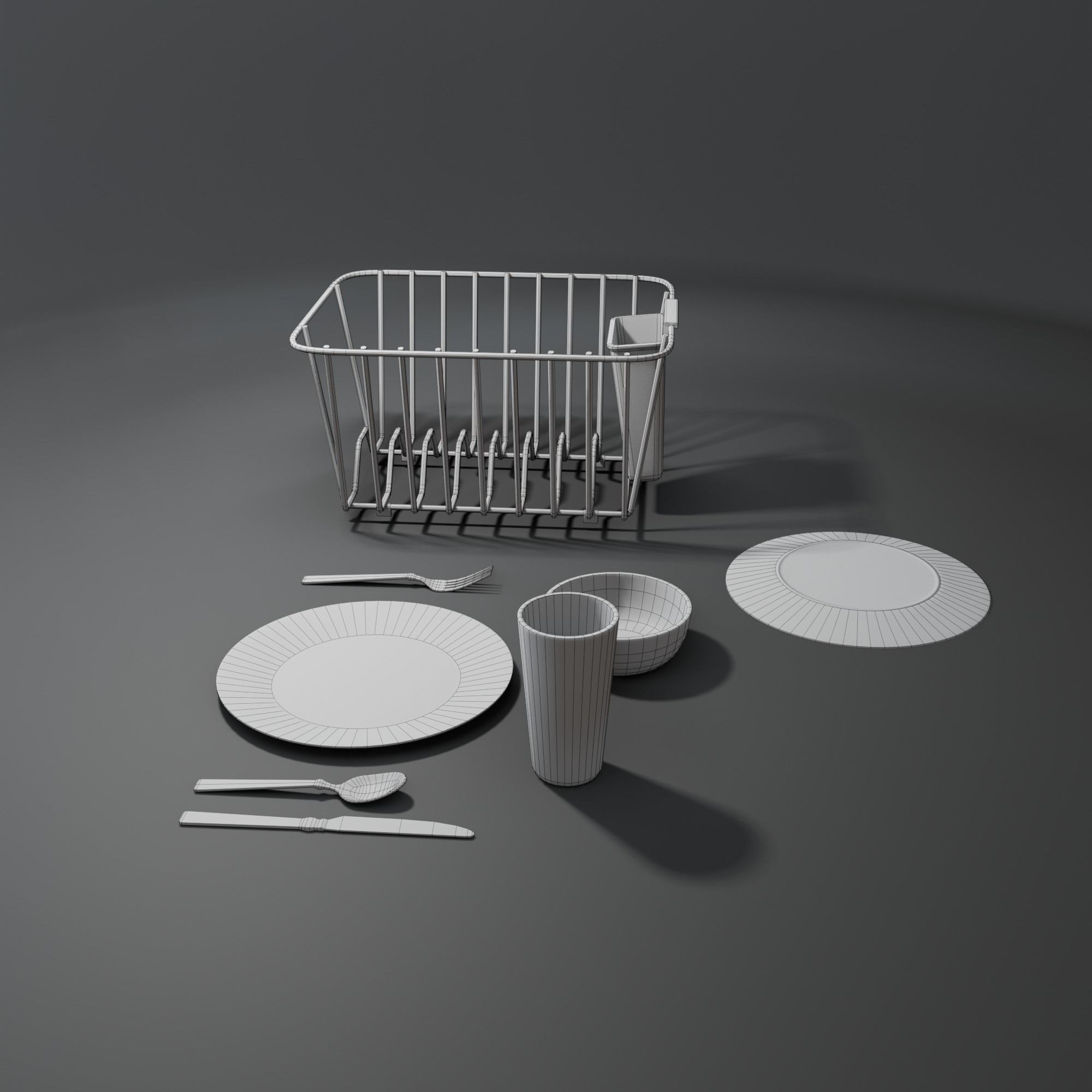 Dish Rack with Dishes free VR / AR / low-poly 3D model | CGTrader