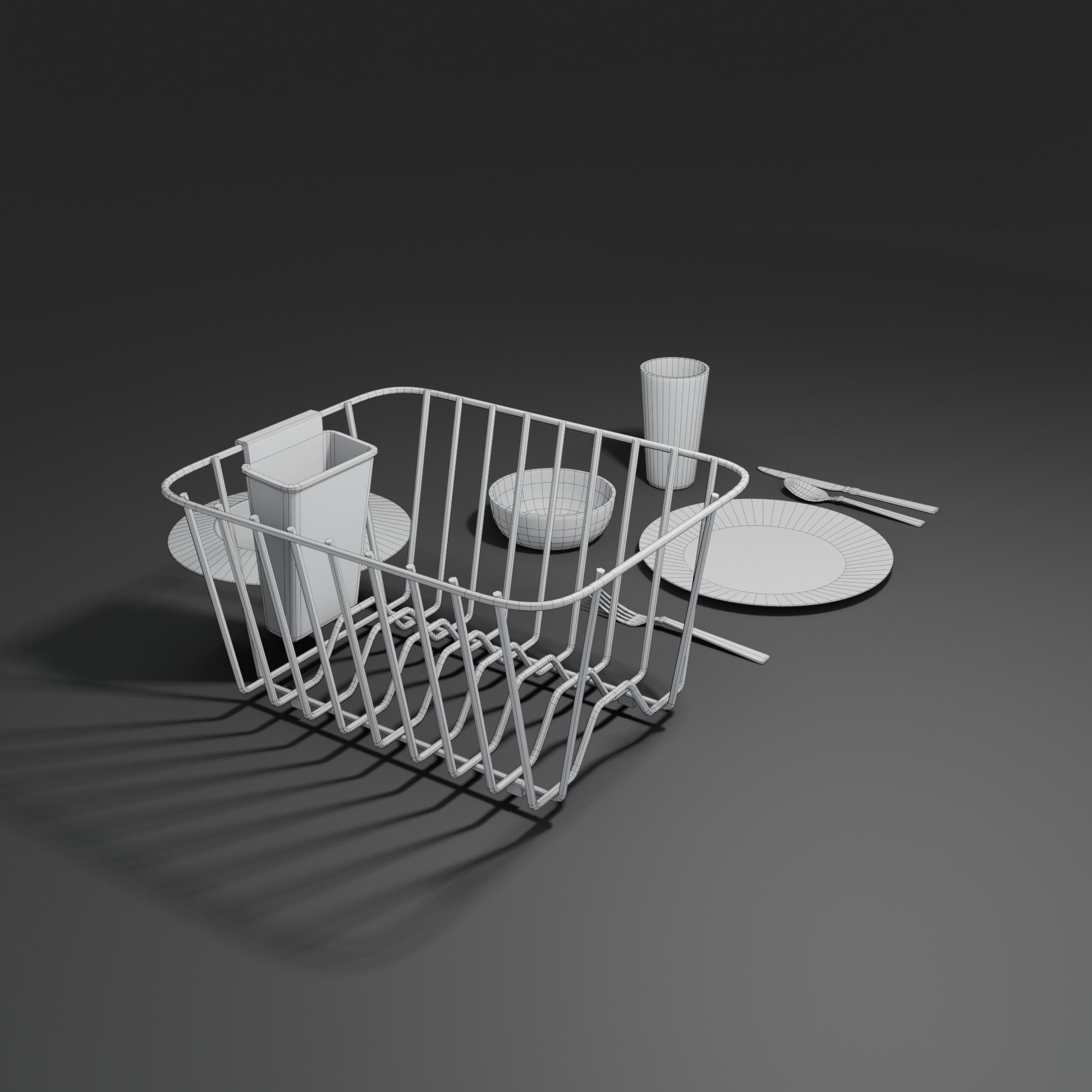 Dish Rack with Dishes free VR / AR / low-poly 3D model | CGTrader
