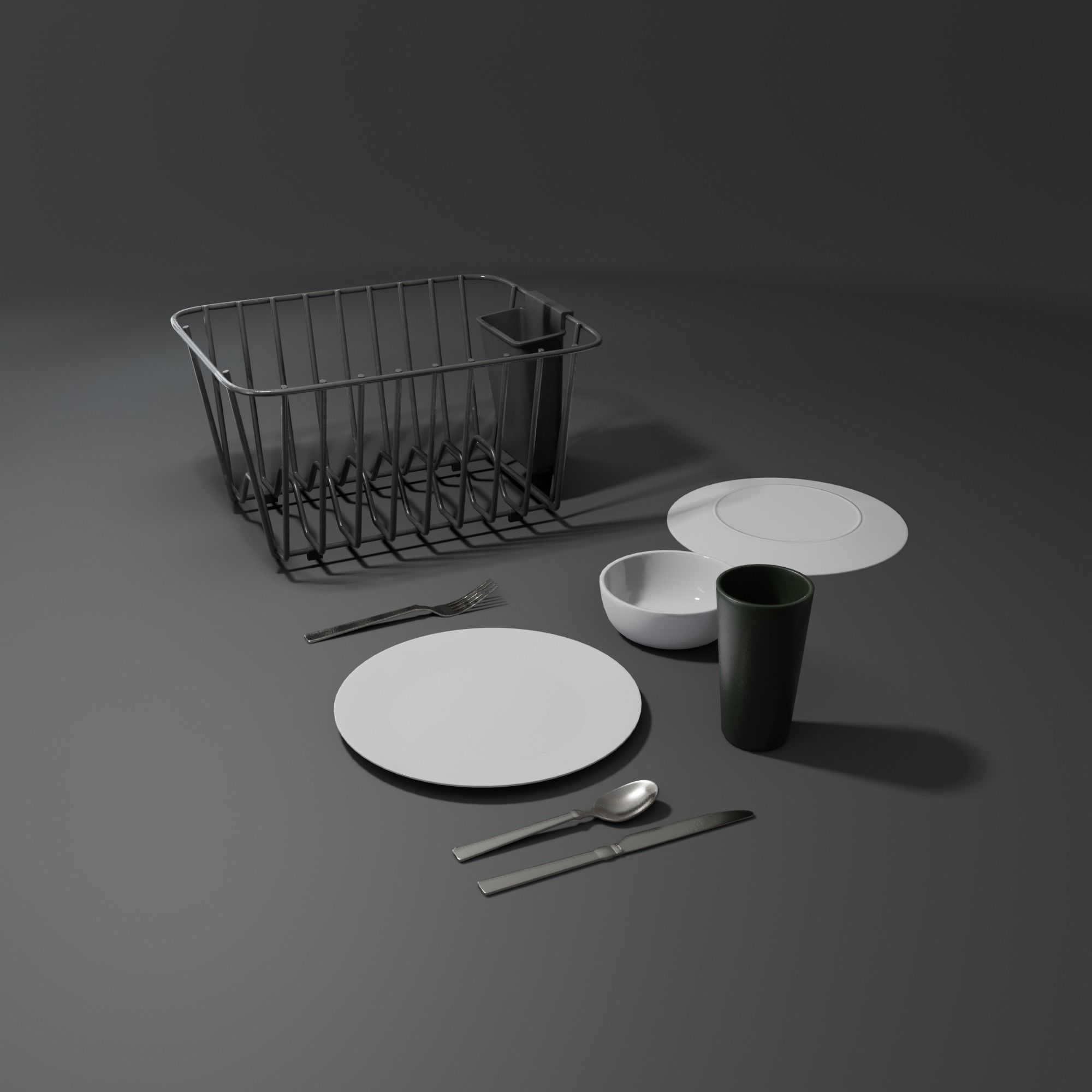 Dish Rack with Dishes free VR / AR / low-poly 3D model | CGTrader