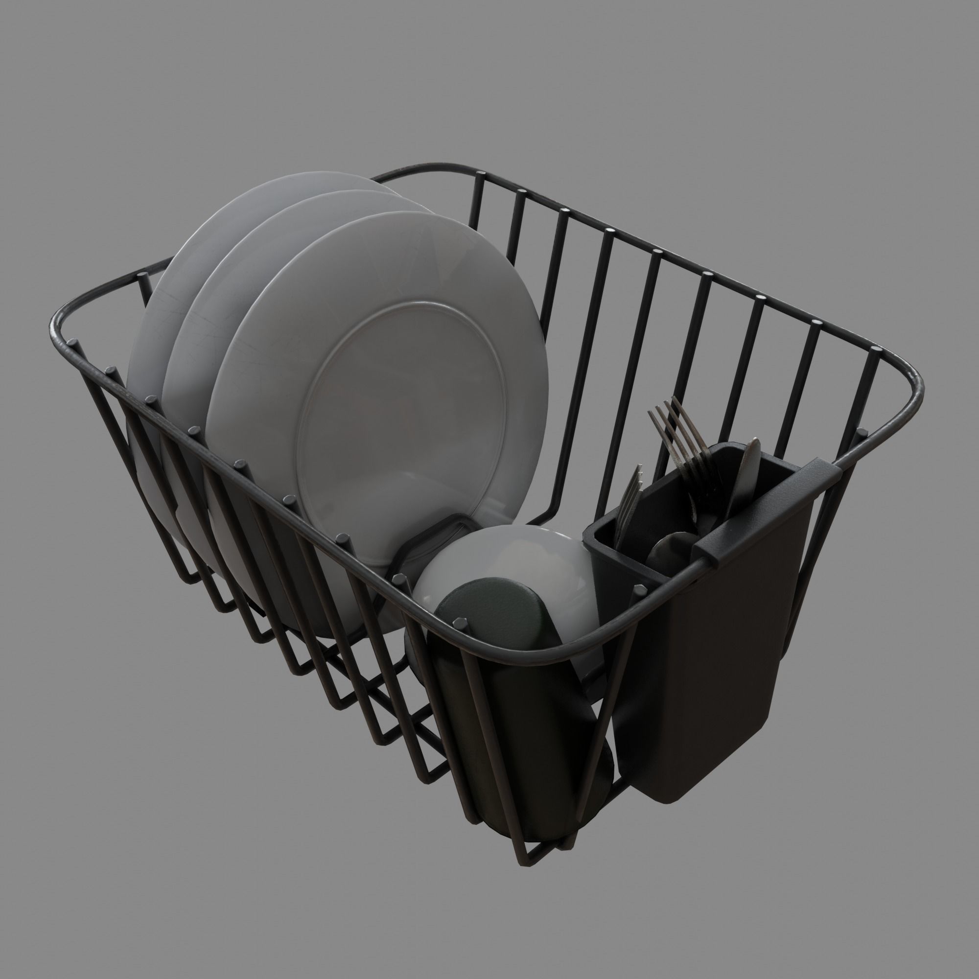 Dish Rack with Dishes free VR / AR / low-poly 3D model | CGTrader