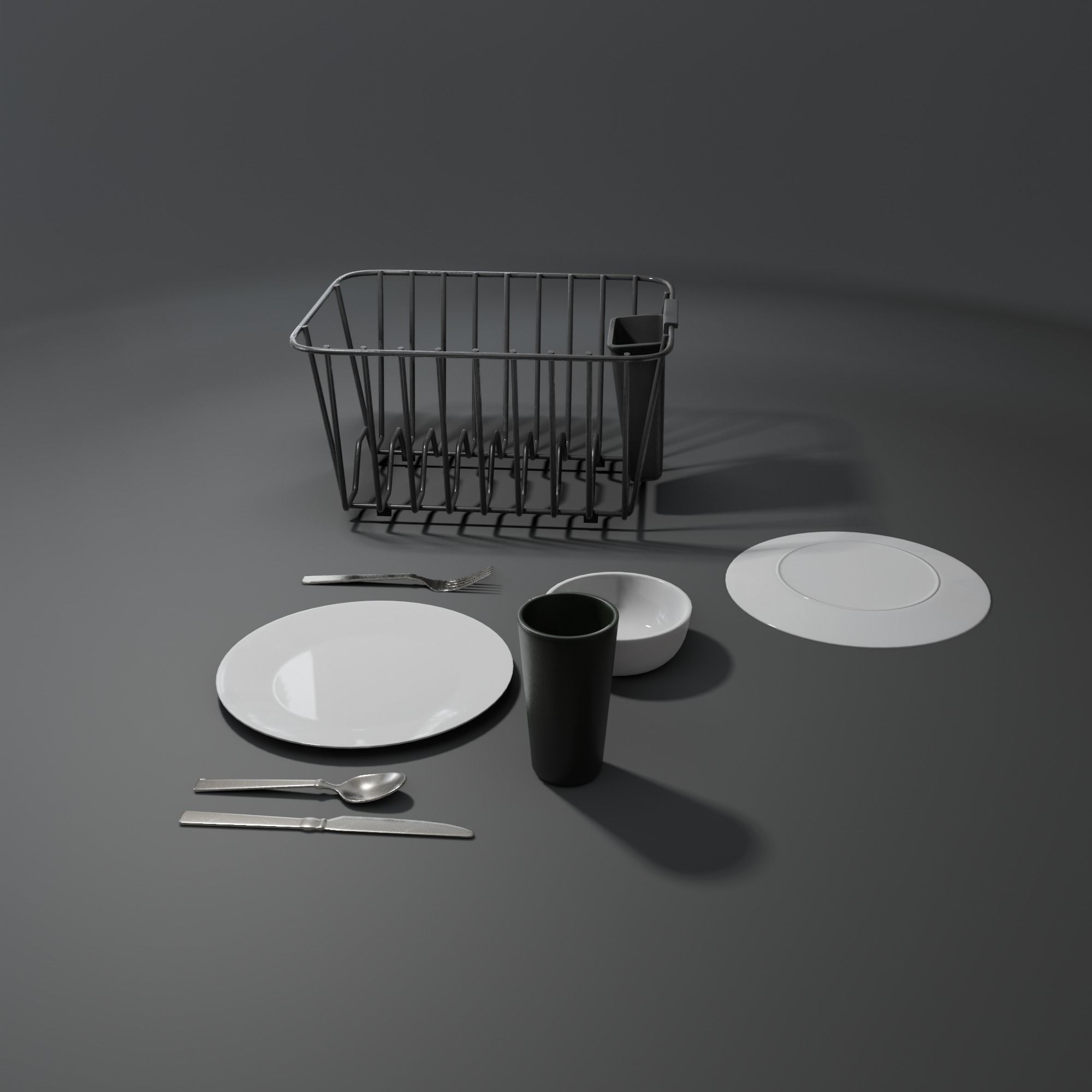 Dish Rack with Dishes free VR / AR / low-poly 3D model | CGTrader