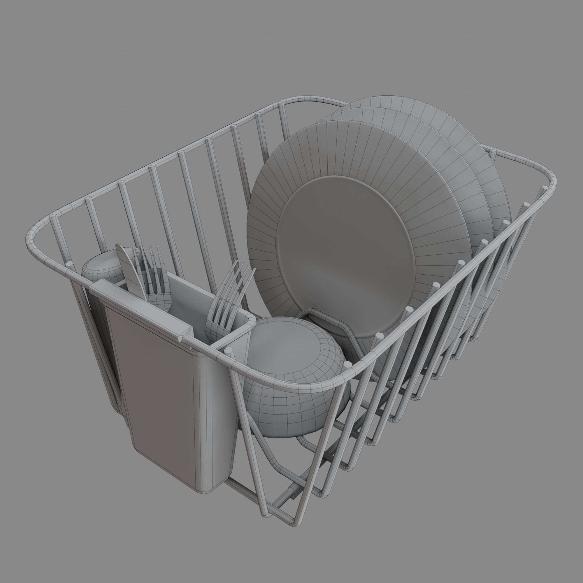 Dish Rack with Dishes free VR / AR / low-poly 3D model | CGTrader