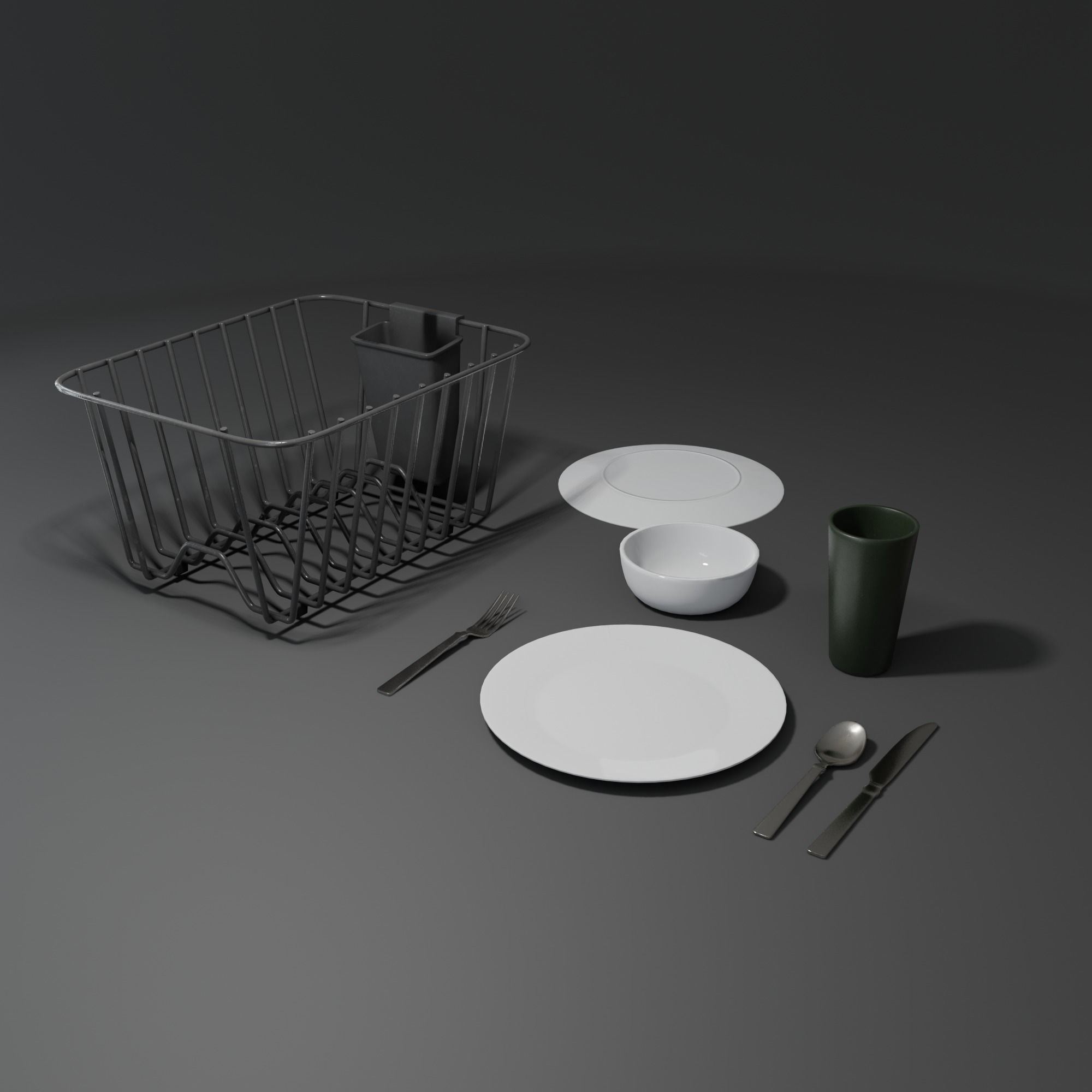 Dish Rack with Dishes free VR / AR / low-poly 3D model | CGTrader