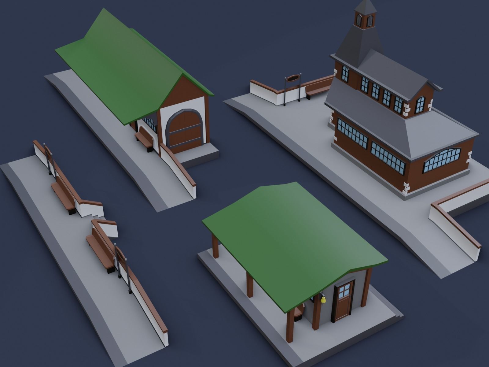 3D model Railway Stations VR / AR / low-poly | CGTrader