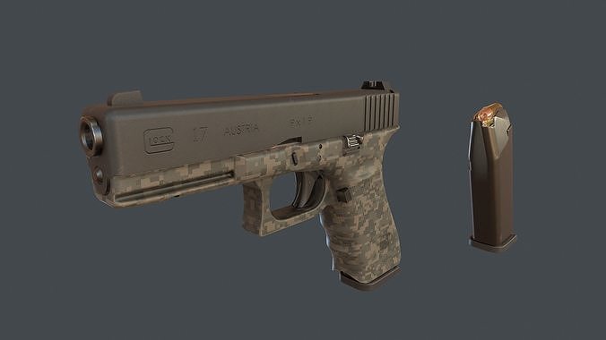 3D model Camouflage Glock 17 with magazine VR / AR / low-poly rigged ...