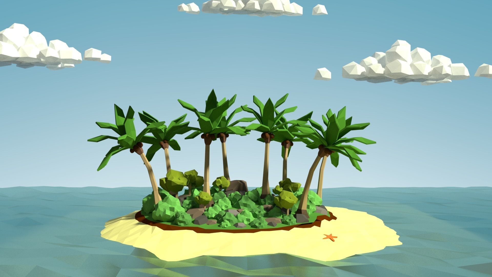 Low Poly Desert Island Kit free VR / AR / low-poly 3D model animated ...