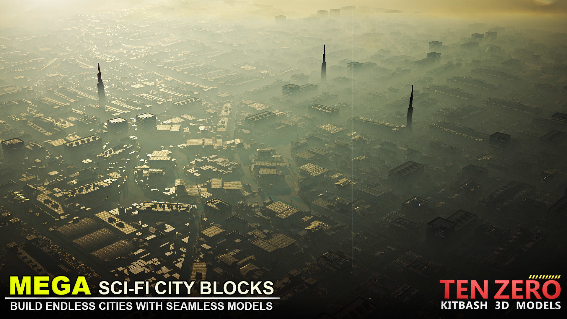 MEGA SCI-FI CITY BLOCKS KITBASH 3D model | CGTrader